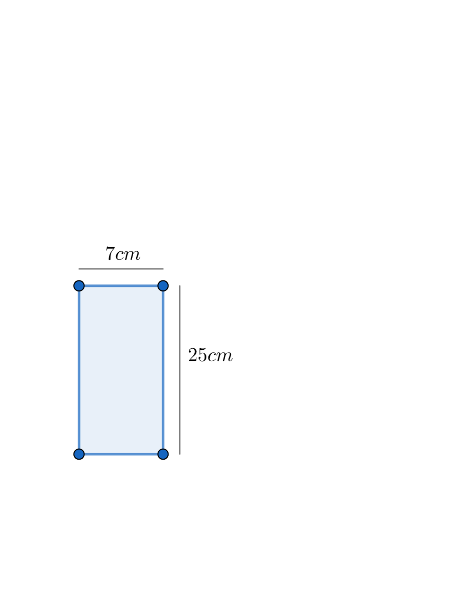 A rectangular strip \\[25\\text{ cm}\\times \\text{7 cm}\\] is rotated ...