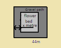 There is a square field whose side is $44$ m. A square flower bed is ...