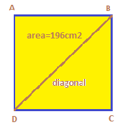 If the area of a square is \\[196{(cm)^2}\\].Find the length of its ...
