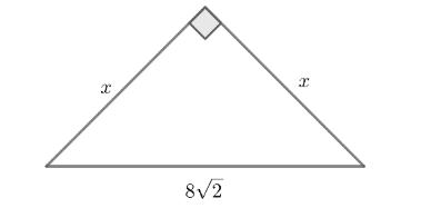 Find the perimeter of the isosceles right angled triangle shown in the ...