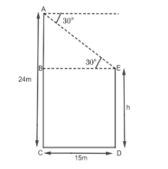 The horizontal distance between the two poles is 15m class 11 maths CBSE