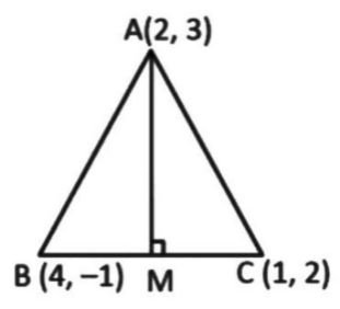 In the triangle ABC with vertices \\[A\\left( 2,3 \\right),B\\left( 4 ...