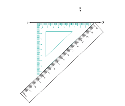 Draw any line segment $ \\overline {PQ} $ . Take any point R not on it ...