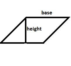 Find the value of the height of the parallelogram. Given base of ...