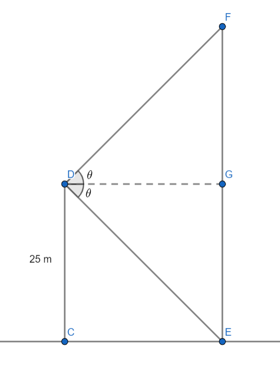 From a top of a cliff 25 m high, the angle of elevation of a tower is ...