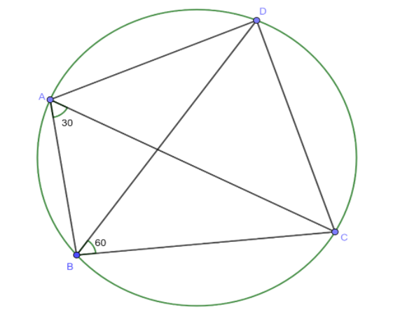 In a given figure, ABCD is a cyclic quadrilateral, in which AC and BD ...