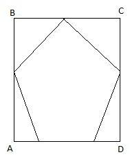 Figure shows a regular pentagon with all of its vertices on the sides ...