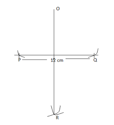 Draw a line segment PQ of length $ 12 $ cm. Mark a point O outside this ...