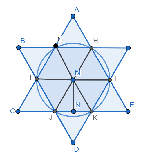 A circle of radius ‘a’ is divided into 6 equal sectors. An equilateral ...