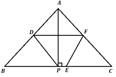 In the figure, DEF are midpoints of sides AB, BC and AC respectively. P ...