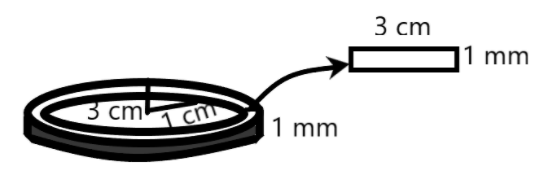 A washer is made of metal of having resistivity \\[{{10}^{-7}}\\Omega m ...