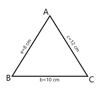 In a triangle ABC, $a = 8cm,b = 10cm$ and $c = 12cm$. The relation ...